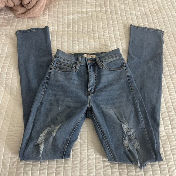 Jeans | Bootcut Ripped Jeans With Slit On Bottom Of Pants | Poshmark